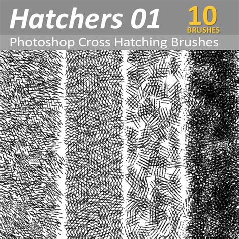cross hatchers 01 10 photoshop cross hatching brushes