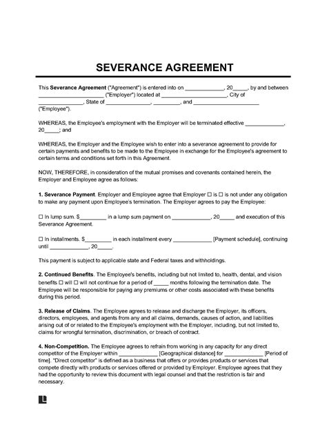 Free Severance Agreement Template Pdf And Word