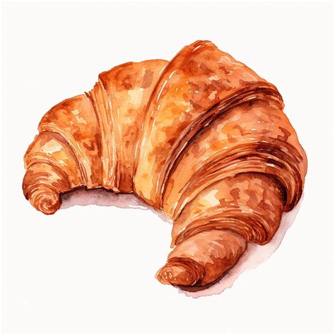 Premium Vector Watercolor Art Style Fried Croissant Drawing