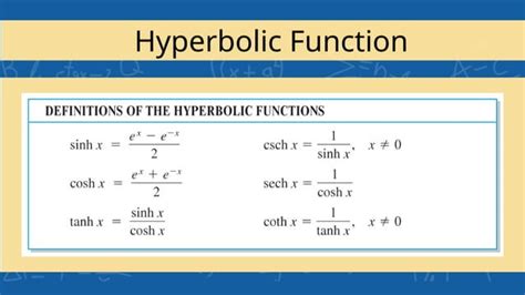 Calculus 3 Hyperbolic Functions Ppt For Grade 12 Pptx