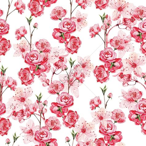 핑크 꽃 일러스트와 함께 일본 사쿠라의 원활한 패턴 사진 무료 다운로드 Lovepik