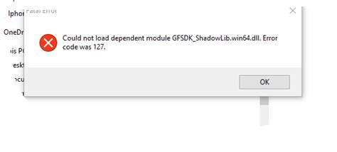 Could Not Load Dependent Module Gfsdkshadowlibwin64dll Error Code Was 127 Fivem Client