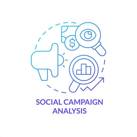 Social Campaña Análisis Azul Degradado Concepto Icono Medida Eficacia Evaluar Resultado