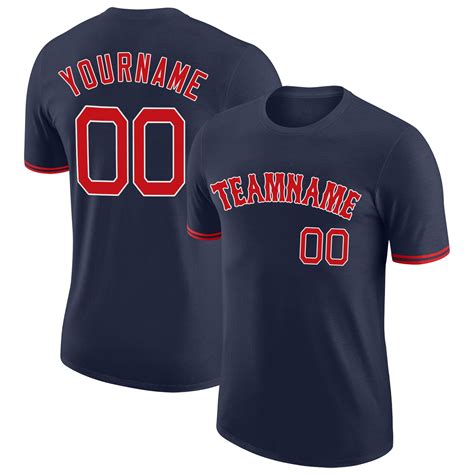 Custom Navy Red White T Shirt