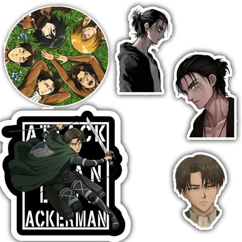 قیمت و خرید استیکر لپ تاپ و موبایل گوفی طرح انیمه اتک آن تایتان مدل Levi 89 مجموعه 5 عددی