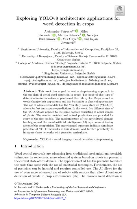Pdf Exploring Yolov8 Architecture Applications For Weed Detection In Crops