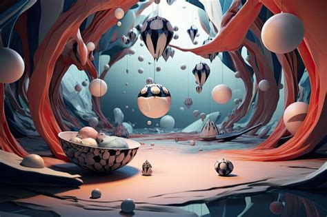 Premium Ai Image Abstract Background Resembling A Surreal Dreamscape With Floating Objects