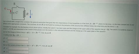 Solved S R For A Circuit With A Single Time Constant The