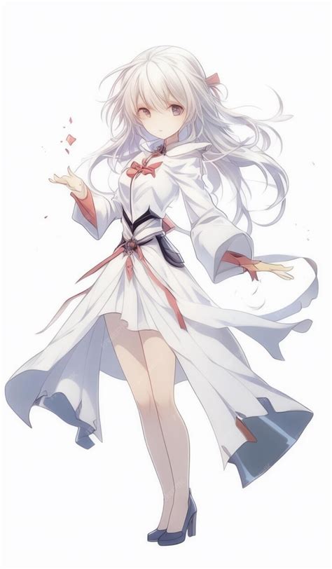 Premium Photo Anime Girl In A White Dress With A White Dress