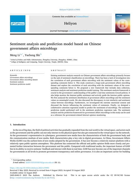 Pdf Sentiment Analysis And Prediction Model Based On Chinese Government Affairs Microblogs