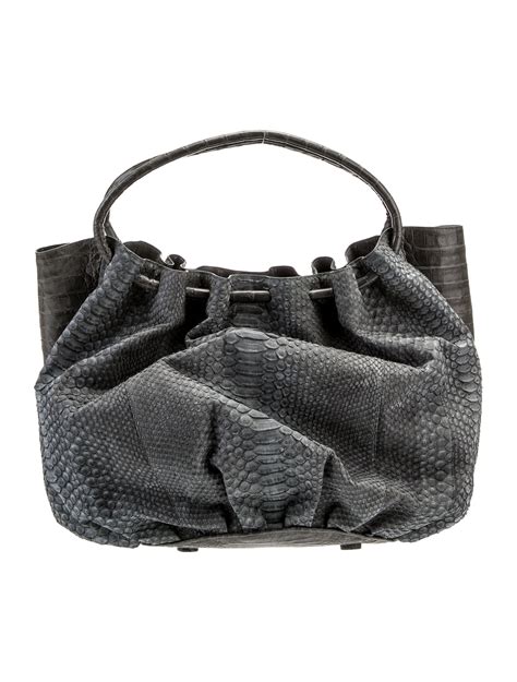 Nancy Gonzalez Python Shoulder Bag Grey Shoulder Bags Handbags Nan38970 The Realreal