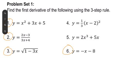 Solved Problem Set 1 Find The First Derivative Of The