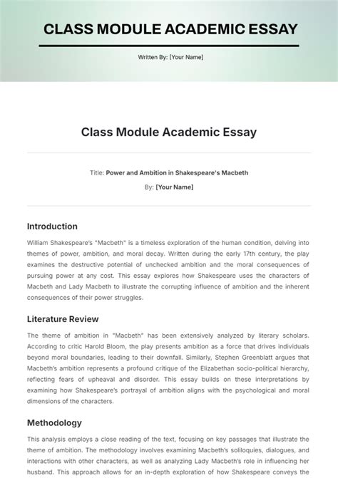 Free Class Module Academic Essay Template To Edit Online Free Class Module Academic Essay Template To Edit Online