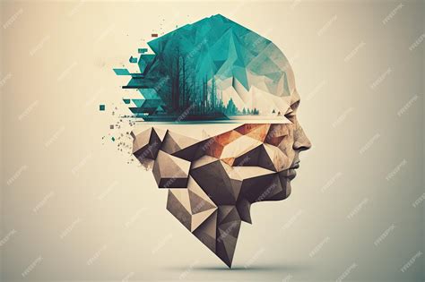 Premium Photo Abstract Geometric Brain Formation With Idea Double Exposure Effect