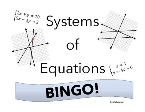 Solving Systems Of Equations Elimination Substitution Graphing Bingo Activity