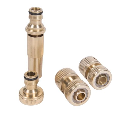 Garden Hose Connector Adapter Coupling Quick Coupling 4 Piece Set 34 Brass