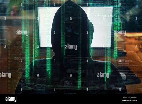 Hacker Man Hoodie And Computer Screen For Software Hacking Coding Or