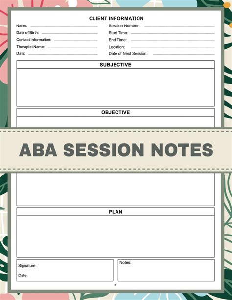 Aba Session Notes Applied Behavior Analysis Soap Notes