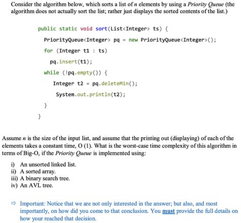Consider The Algorithm Below Which Sorts A List Of N Chegg