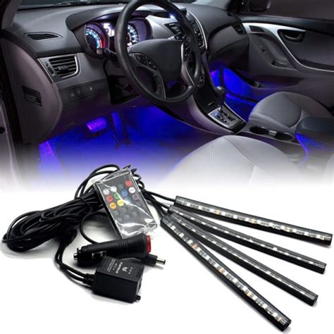 Doxmall Car RGB LED Strip Light 4pcs 48 LED Remote Controlled Car Interior Lights Waterproof