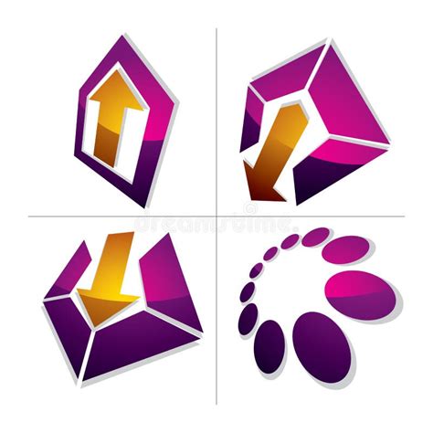 Three Dimensional Graphic Elements Collection With Simple Arrows Stock Vector Illustration Of