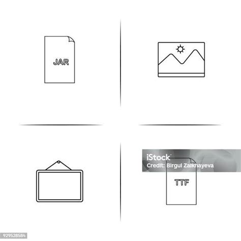 Fichiers Et Dossiers Jeu Dicônes Linéaire Simple De Signe Icônes De