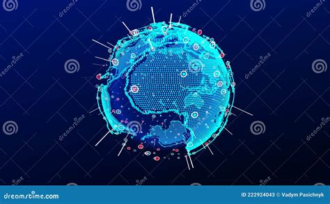Global Network Connection Abstract Earth Map Big Data Visualization 3d Rendering Stock