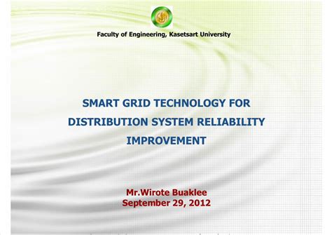 Pdf Smart Grid Technology For Distribution System Reliability Improvement Dokumentips