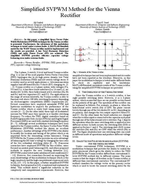 Simplified Svpwm Method For The Vienna Rectifier Pdf