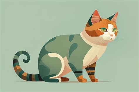 Premium Photo Cute Cat Sitting On The Floor Vector Illustration In