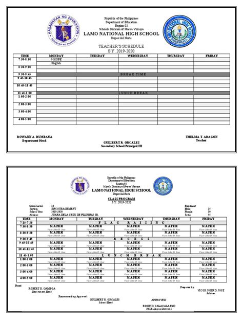 Class Program Template Pdf Educational Institutions Social