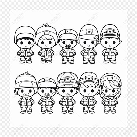 아이들은 색칠 페이지에서 모자와 모자를 쓰고 있습니다행복하다하얀색 Png 일러스트 무료 다운로드 Lovepik