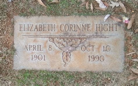 Elizabeth Corinne Hight 1901 1990 Find A Grave Memorial