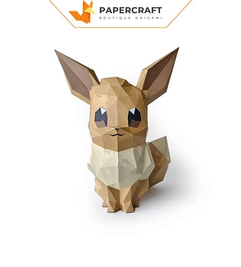 Diy Eevee Papercraft Kit 3d Paper Sculpture Origami Pokemon