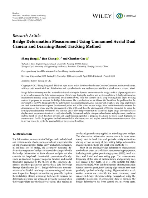 PDF Bridge Deformation Measurement Using Unmanned Aerial Dual Camera And Learning Based