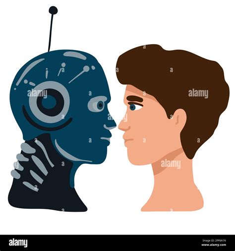 Vector Cartoon Style Illustration Of Human Vs Robot Confrontation Arm Wrestling Modern