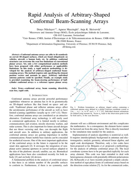 Pdf Rapid Analysis Of Arbitrary Shaped Conformal Beam Scanning Arrays