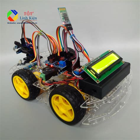 Bộ Xe Car Robot Thông Minh 4 Bánh Điều Khiển Bluetooth Hồng Ngoại