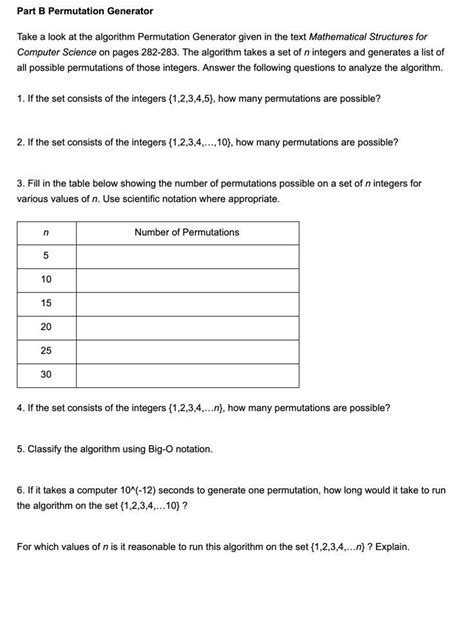 Solved Part B Permutation Generator Take A Look At The