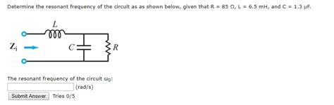 Solved Determine The Resonant Frequency Of The Circuit As As Chegg