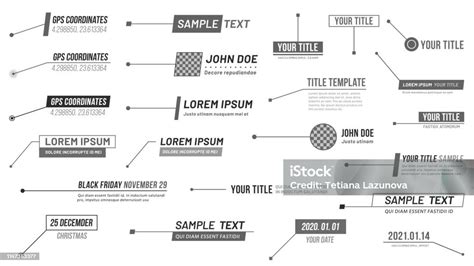 설명선 제목 배너입니다 디지털 정보 라벨 콜아웃 바 라벨 및 최소 하단 세 번째 템플릿 레이아웃 벡터 일러스트 레이 션 세트 라벨에 대한 스톡 벡터 아트 및 기타 이미지