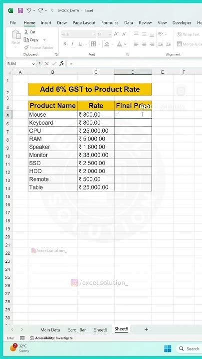 Gst 😎shortsviraltrandingshortsviralshorts Excel Youtube