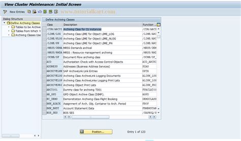 ACLA SAP Tcode Define Archiving Classes