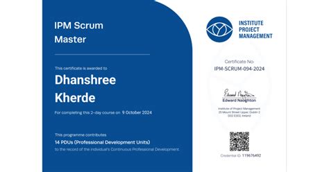 Dhanshree Kherde On Linkedin Ipm Scrum Master • Dhanshree Kherde • Institute Of Project Management