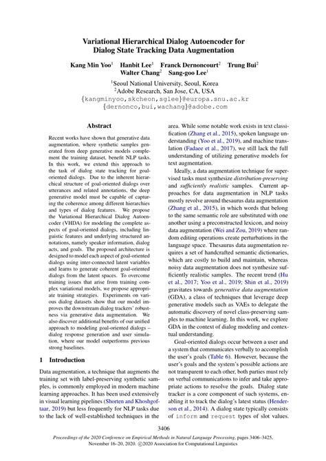 Pdf Variational Hierarchical Dialog Autoencoder For Dialog State