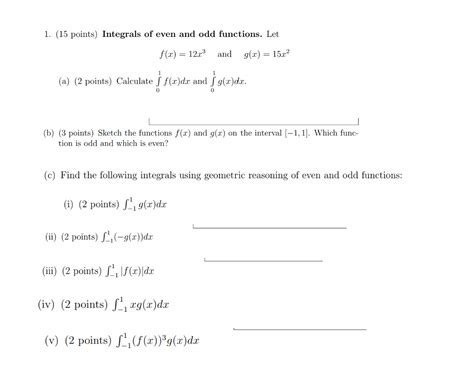 solved 1 15 points integrals of even and odd functions