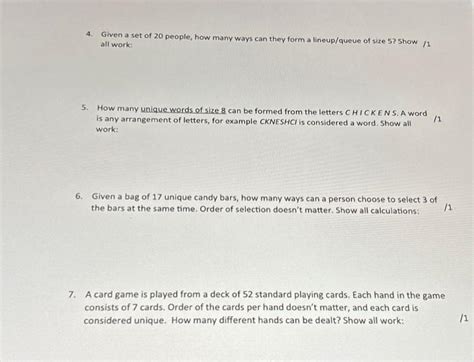 Solved 4 Given A Set Of 20 People How Many Ways Can They Chegg Com