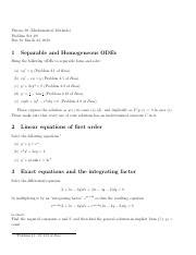 Solving Separable ODEs And Linear Equations In Mathematical Course Hero