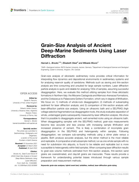 Pdf Grain Size Analysis Of Ancient Deep Marine Sediments Using Laser