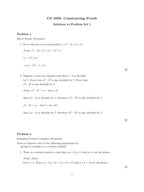 Proofs Of Various Mathematical Statements Using Different Techniques Such As Direct Proof Proof